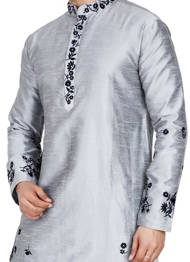 Shop Traditional Silver Men Kurta Pyjamas Online in UK - Cbazaar