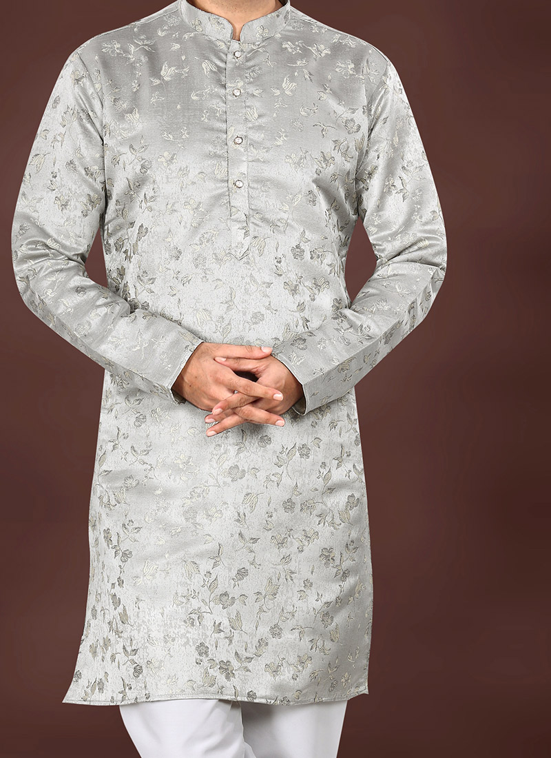 Buy Trendy Silver Kurta Pyjamas For Men's Online -Cbazaar
