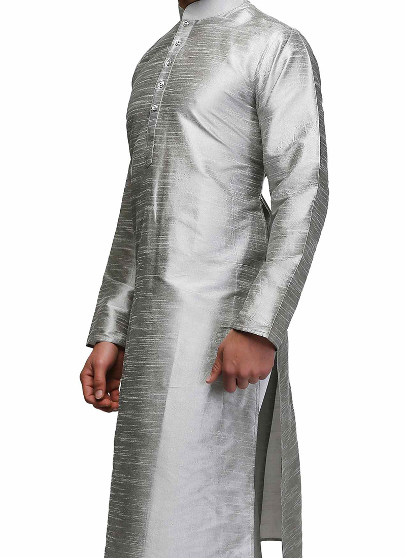 Buy Indian Ethnic Clothing - Silver Men Kurta Pyjamas