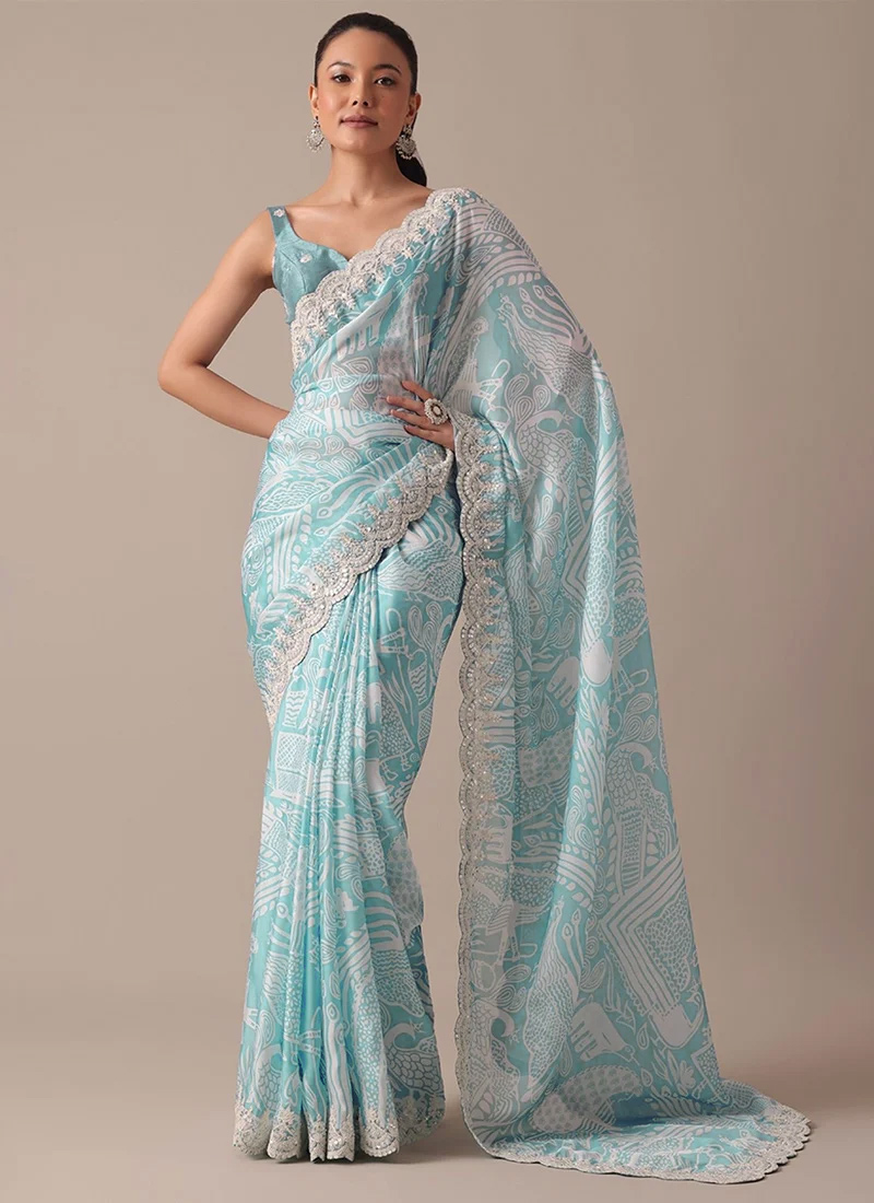 Buy Latest Blue Sarees Online Shopping At Cbazaar