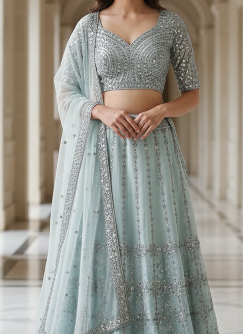 Latest Blue Lehenga Choli Designs For Women Online -Cbazaar