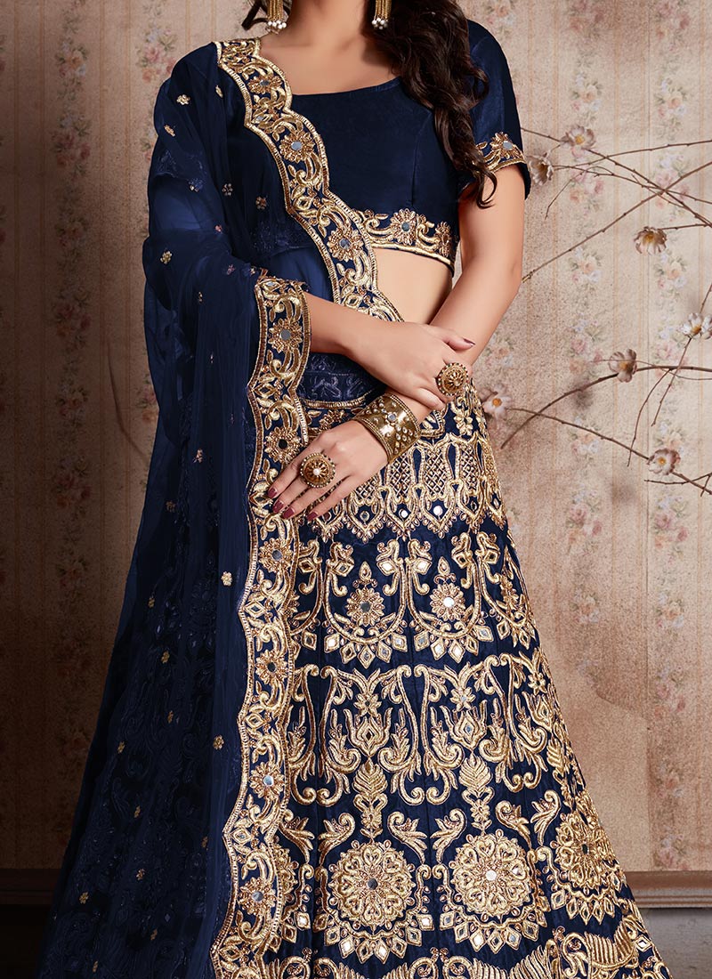 Shop Splendid Golden Embroidered Zarkan Work Umbrella Lehenga Wedding ...