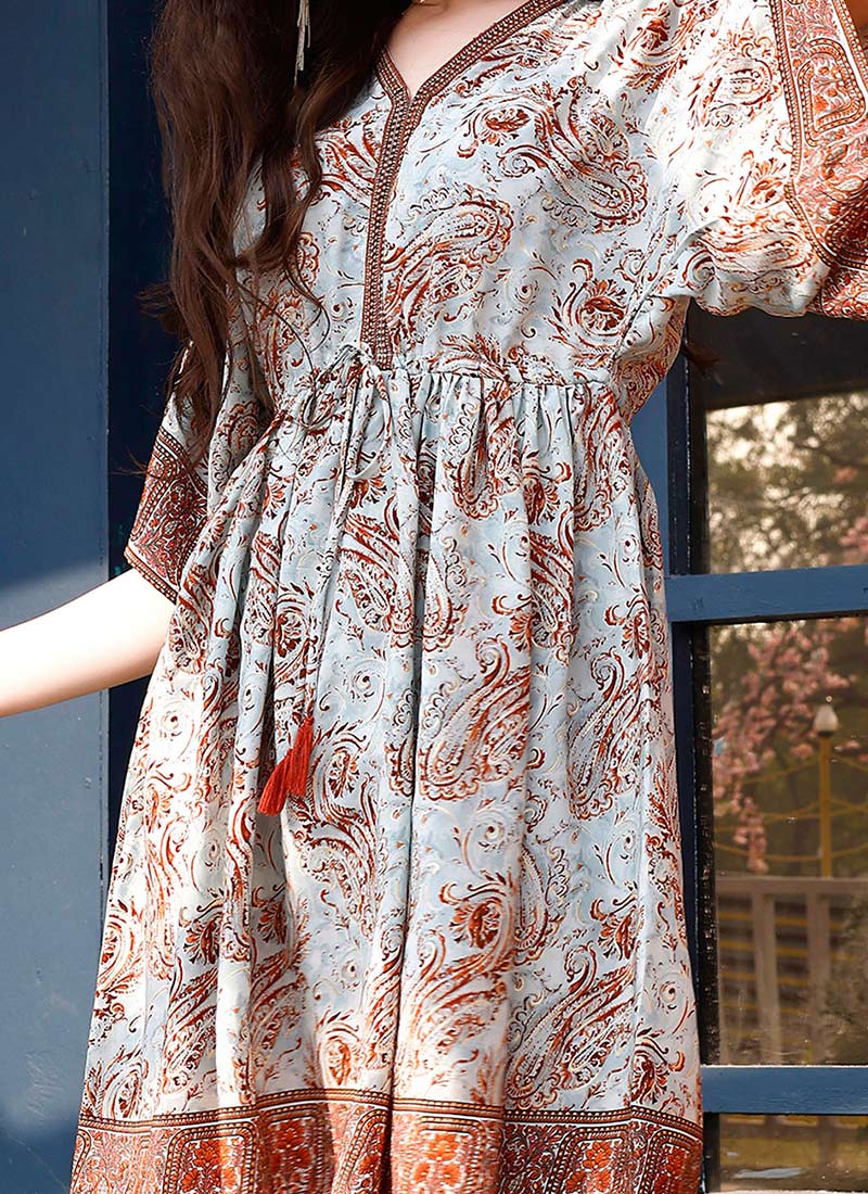 Buy Surreal Faux Crepe Printed Wrap Dress After Six Wear Online at Best ...