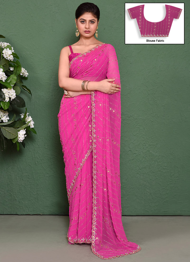 Hand Embroidered Sarees | Zardosi Sarees | Zari Stone work sarees