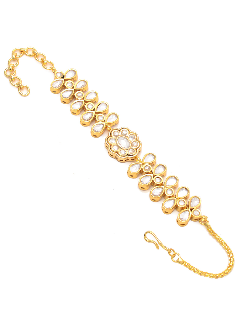 Buy Traditional Kundan Long Chain Bracelet Online at Best Price | Cbazaar