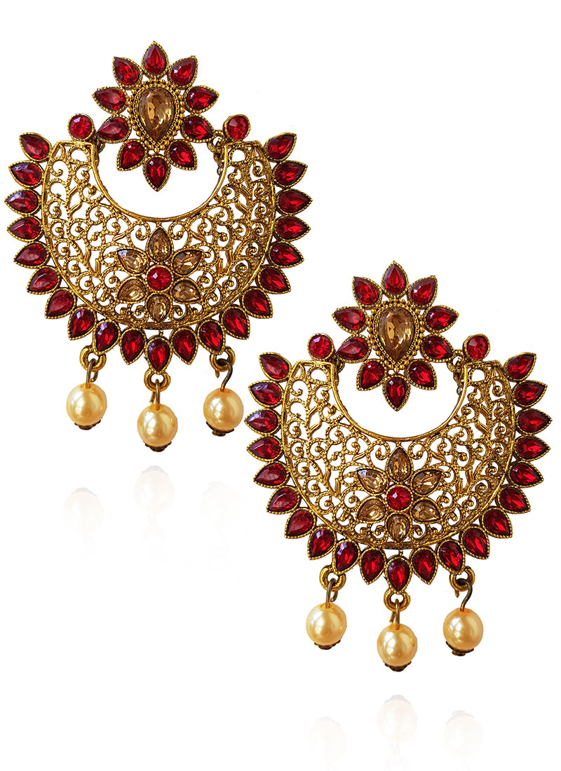 Shop Tricolor Chaand Bali Earrings Online at Best Price | Cbazaar