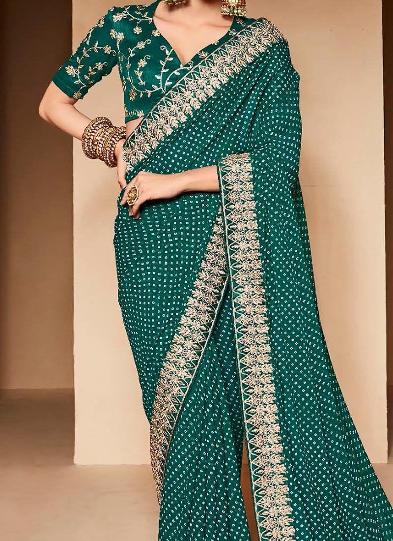 Buy Trendy Green India Sarees Online at Cbazaar