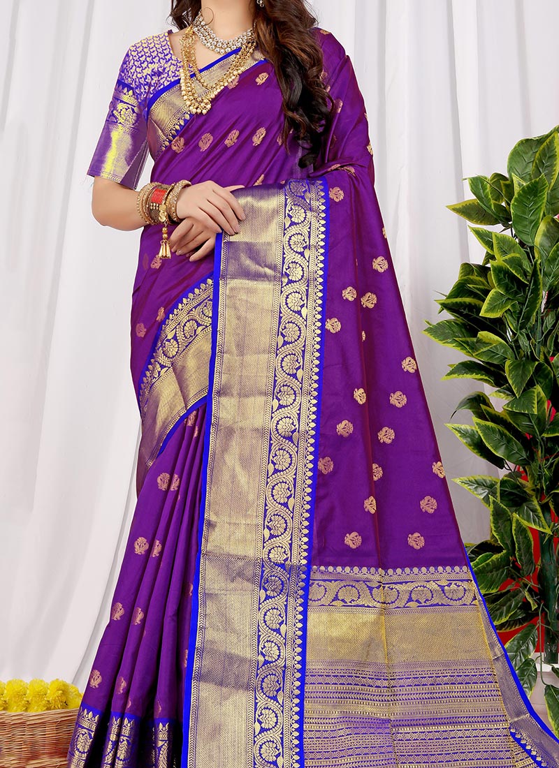 Violet Sarees: Buy Latest Designer Violet Sarees Collection