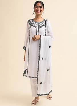 Simple White Salwar Kameez