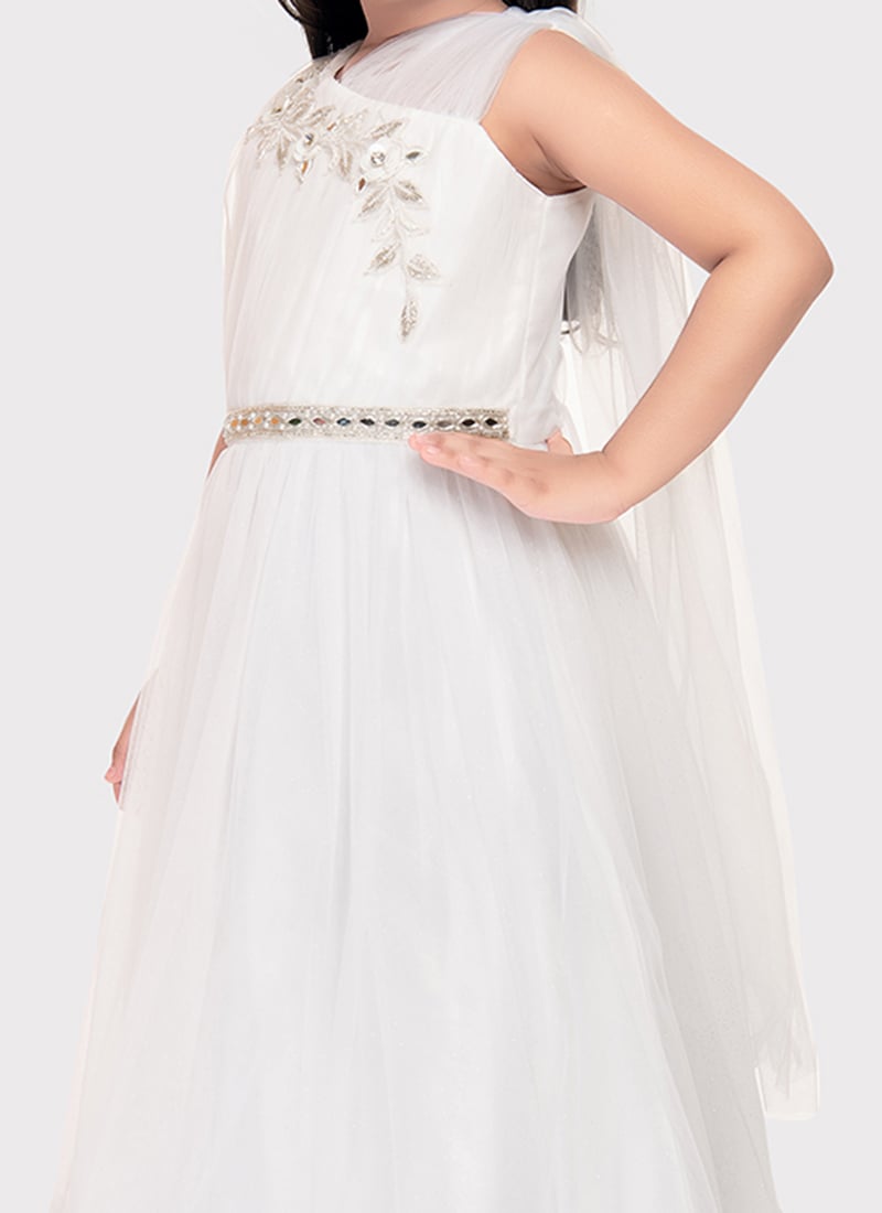 Buy White Net Embroidered Kids Girls Dresses And Gown Party Wear Online ...