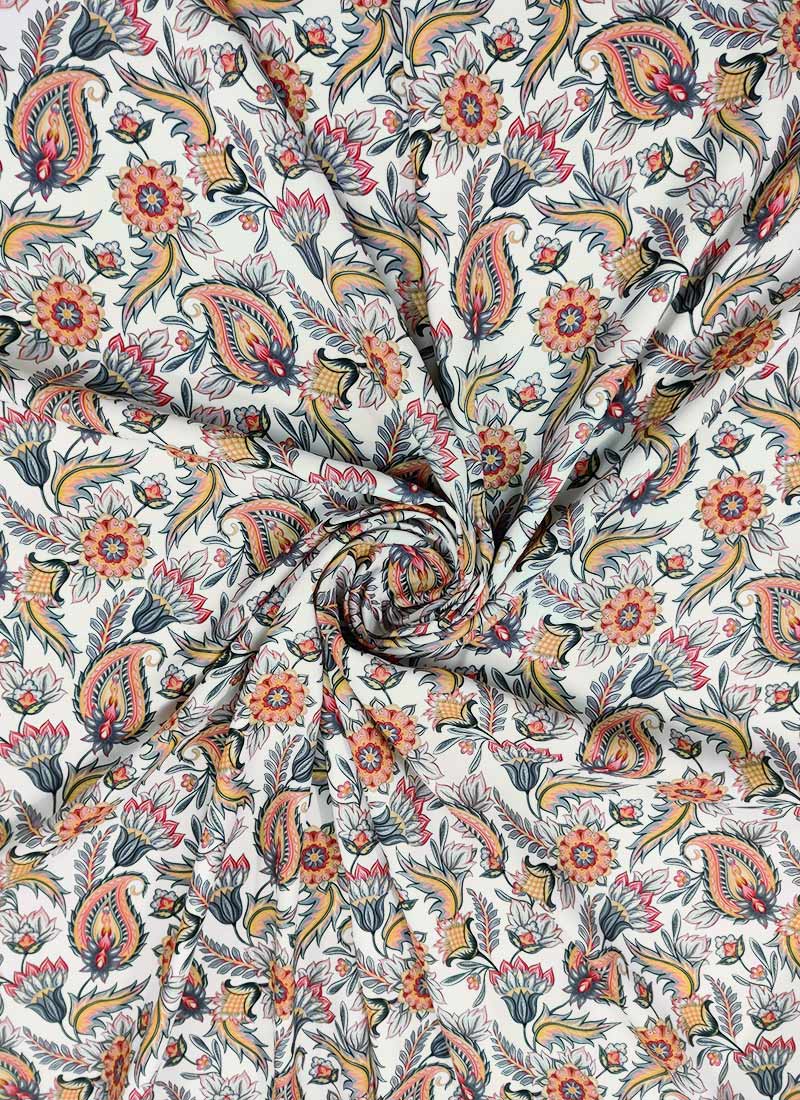 Buy White Satin Digital Print Fabric Online at Best Price | Cbazaar