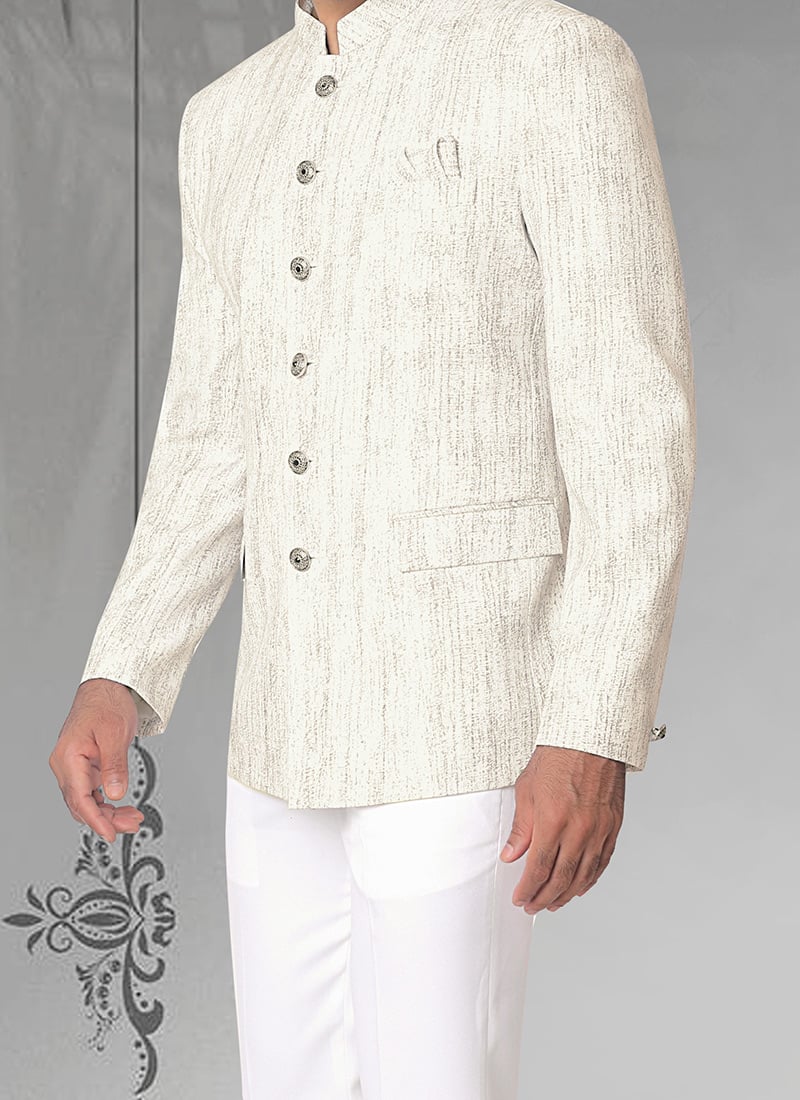 Shop White Terry Rayon Jodhpuri Suit Wedding Wear Online at Best Price ...