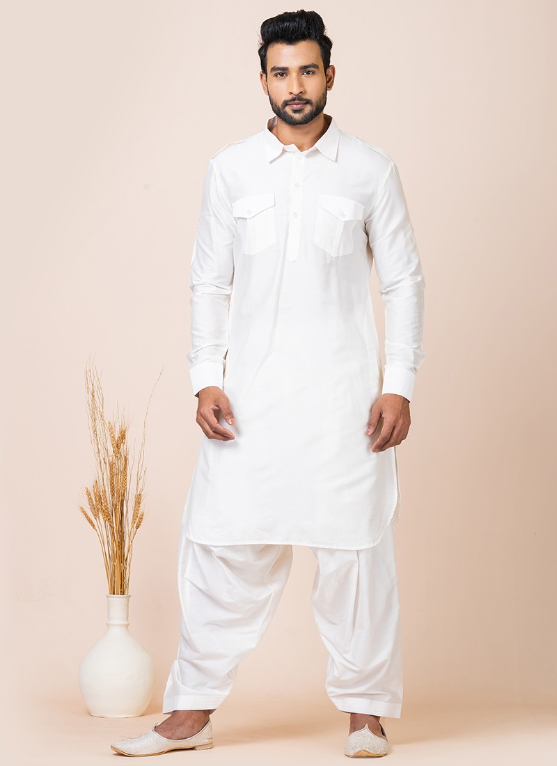 Shop White Viscose Pathani Set After Six Wear Online at Best Price ...