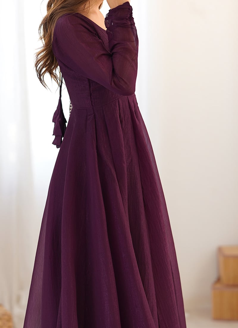 Buy Wine Fandy Silk Anarkali Suit After Six Wear Online at Best Price ...