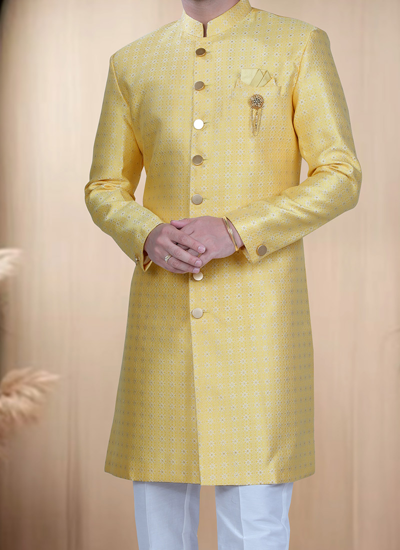 Yellow Sherwanis : Shop Yellow Sherwanis Online For Men at Cbazaar