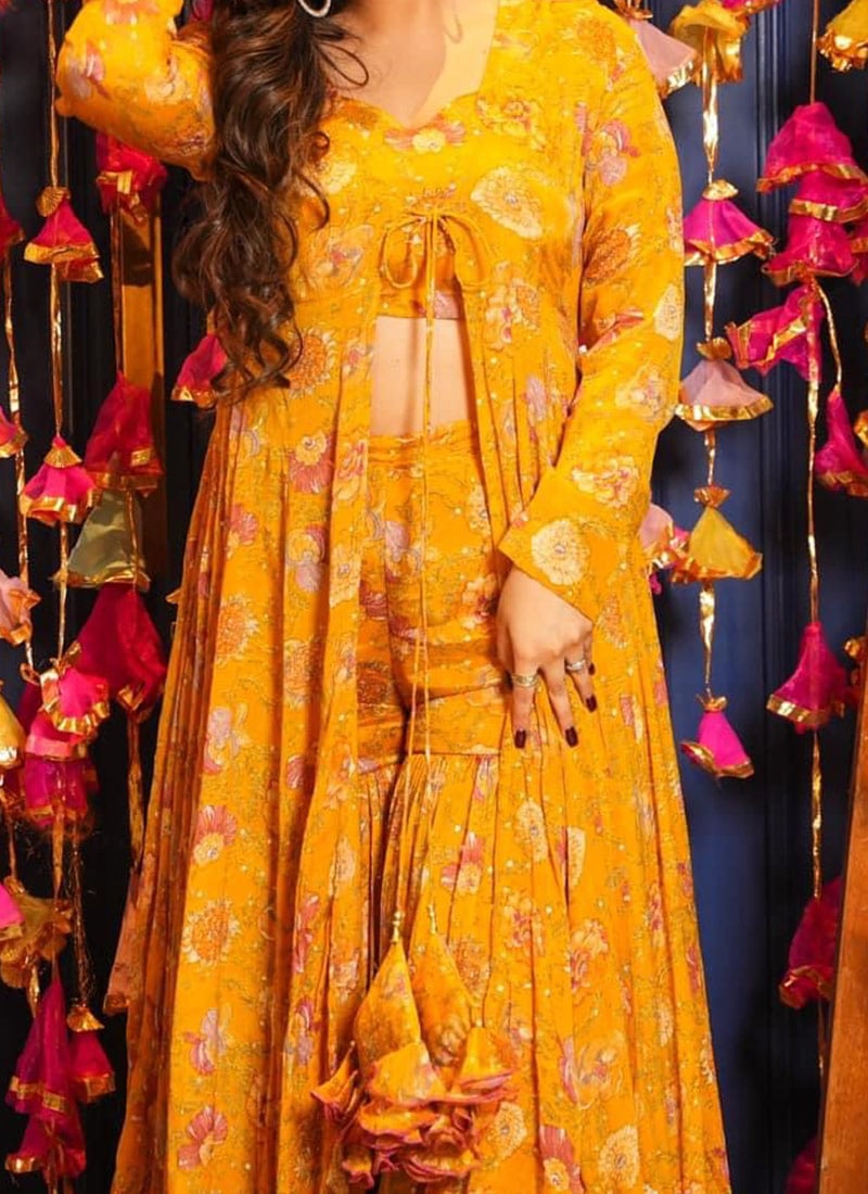 Shop Yellow Chinon Digital Print Co ord sets After Six Wear in CA - Cbazaar