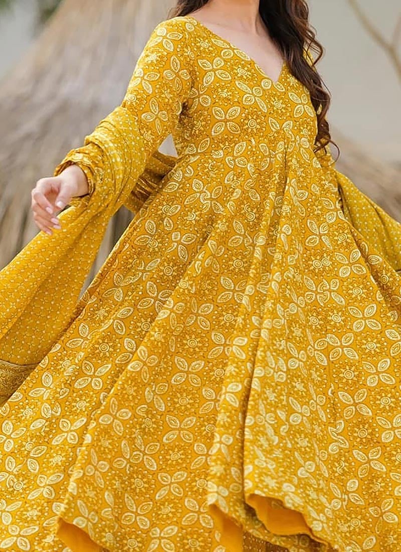 Shop Yellow Muslin Digital Print Palazzo Suit After Six Wear in India ...