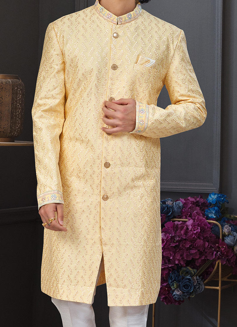Yellow Sherwanis : Shop Yellow Sherwanis Online For Men at Cbazaar