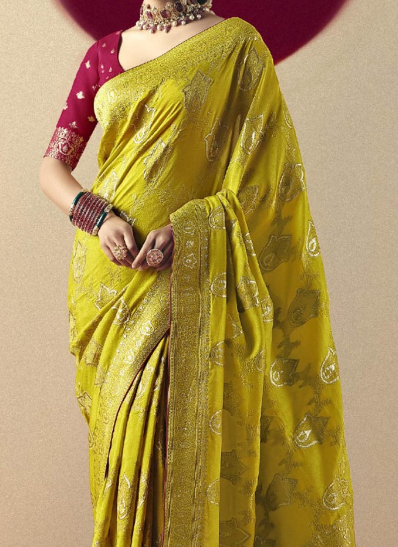 Stylish Yellow Sarees Online For Women Fancy Collections in India