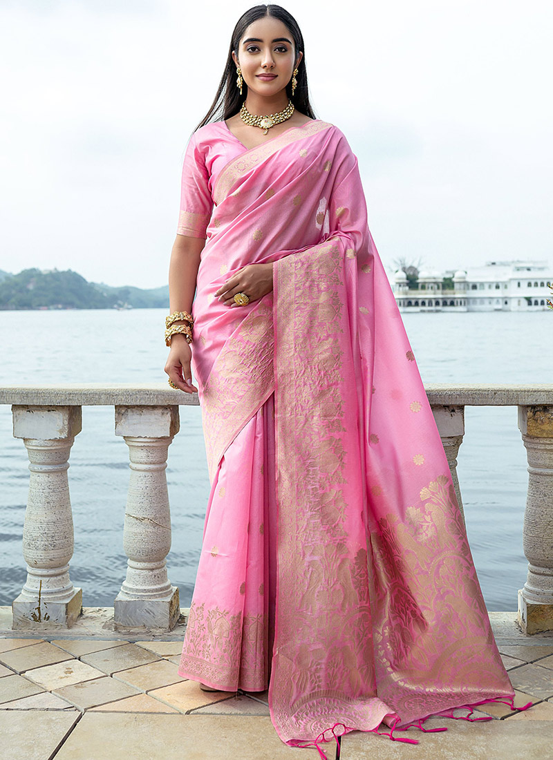 Latest Pink Sarees Designs For Women | Pink Wedding Sarees