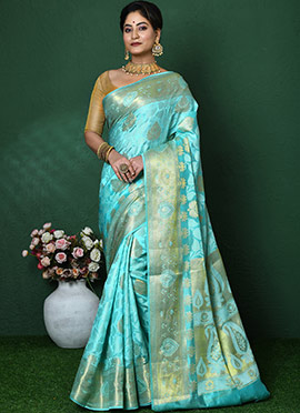 Buy Latest Blue Sarees Online Shopping At Cbazaar